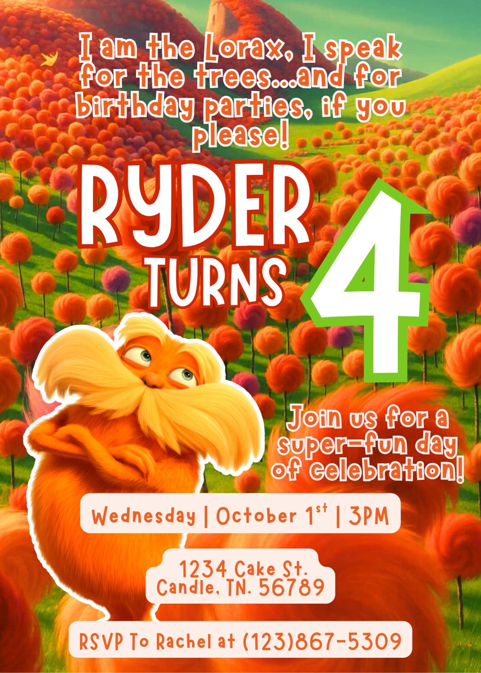 The Lorax Birthday Invitation - Etsy