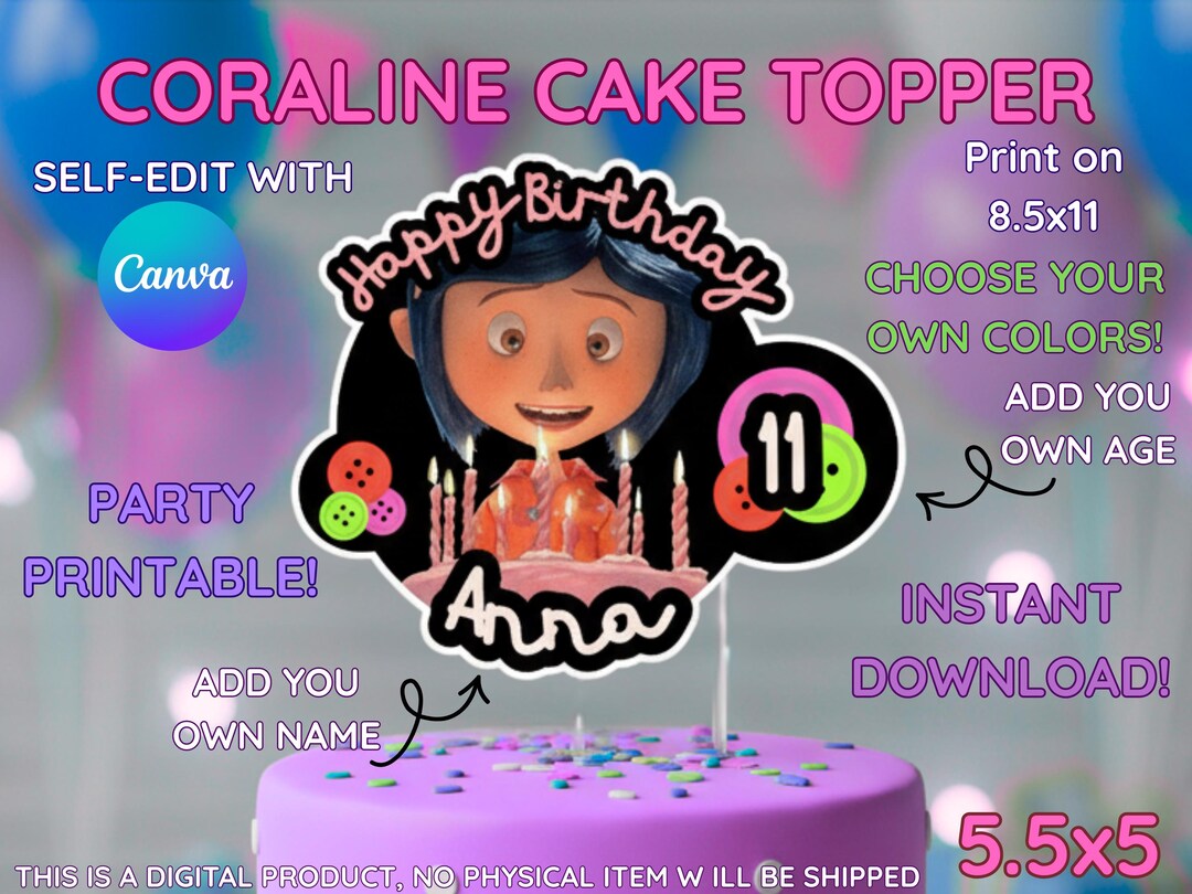 Custom Coraline Birthday Cake Topper - Etsy