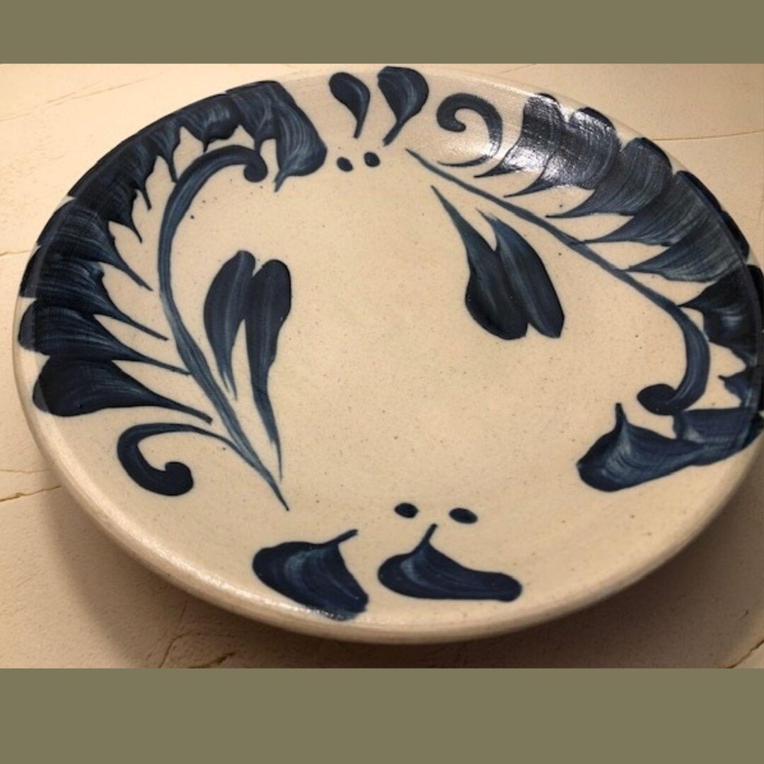 Okinawa YACHIMUN Ryukyu Karakusa Navy Blue Dish Gift Yachimun YONAMINE ...