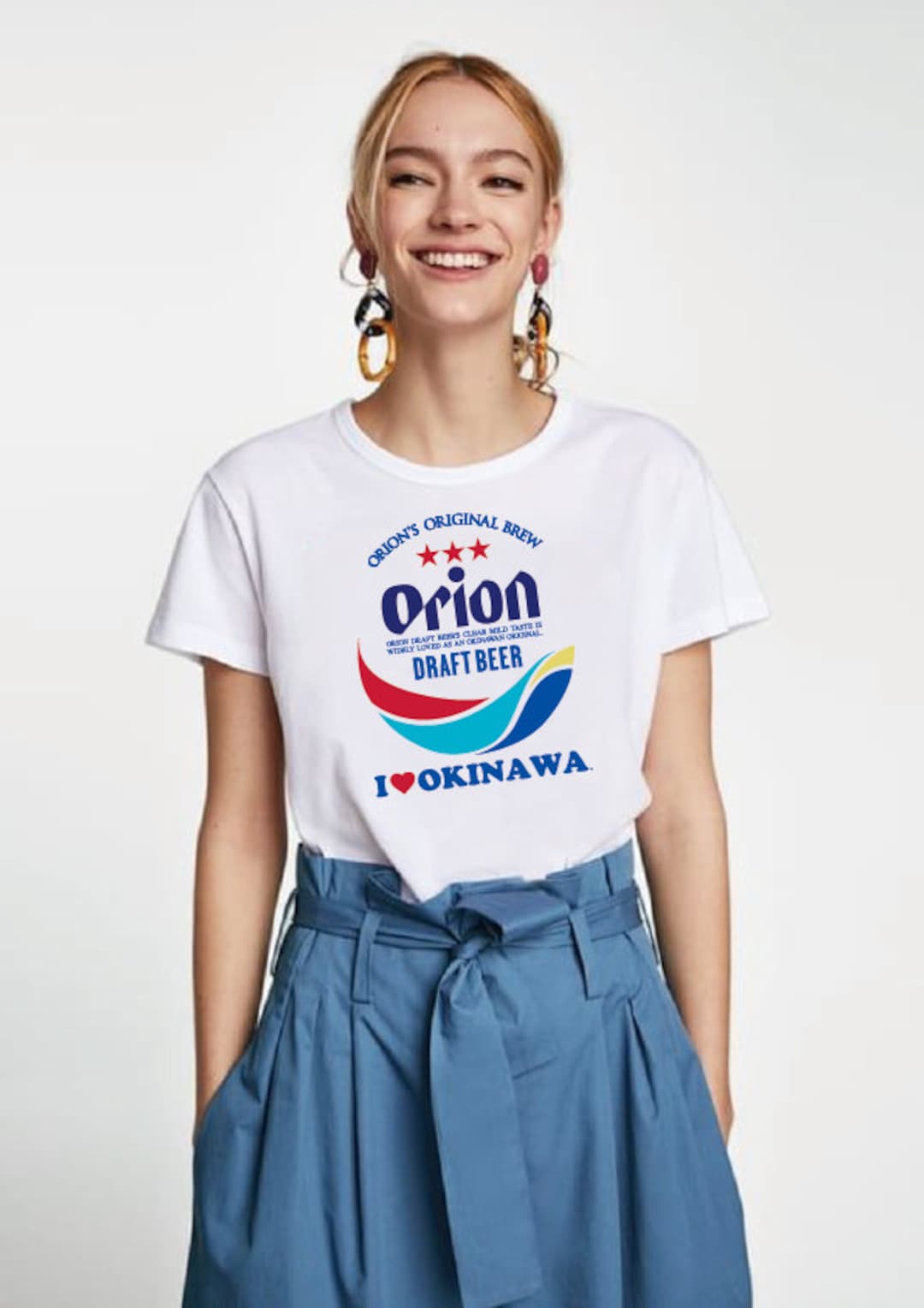 T-shirt Ladies Men White Okinawa Orion Beer Logo Japanese T-shirt L ...