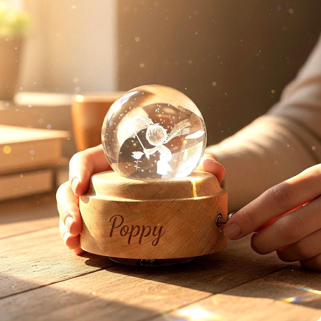 Personalized Handmade Crystal Ball Music Box Set of 5,french Book Lover ...
