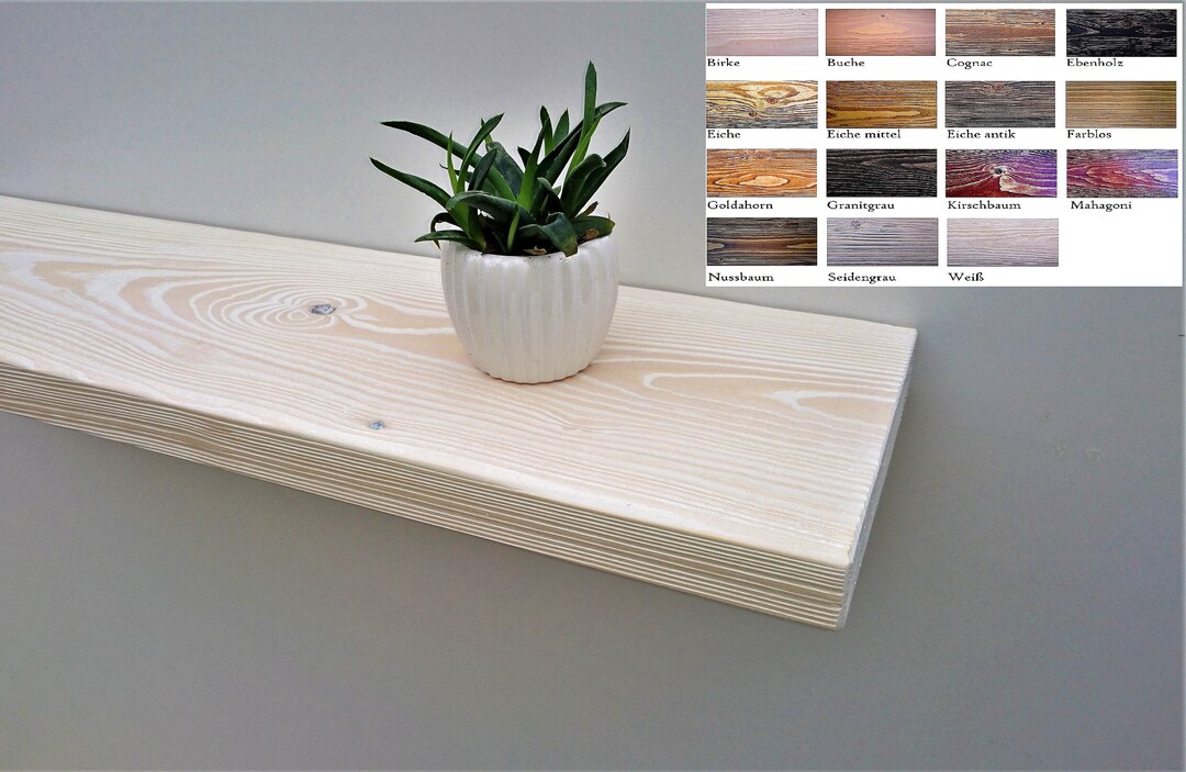 Wall Shelf Wall Board White Made of Structured Wood Floating Wall Shelf ...