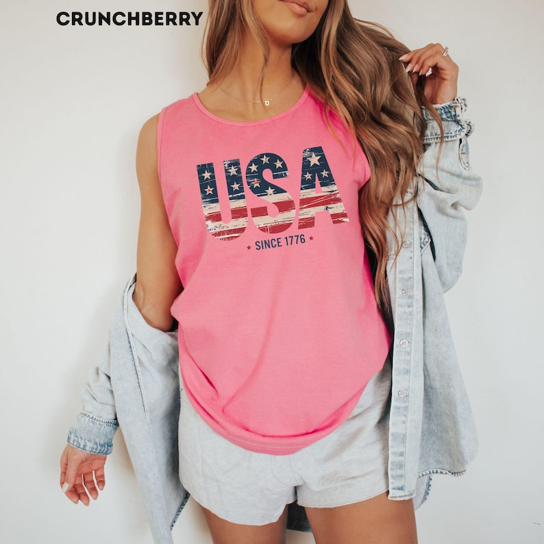 4th of July USA Tank Top Comfort Colors Fourth of July Tank Patriotic ...