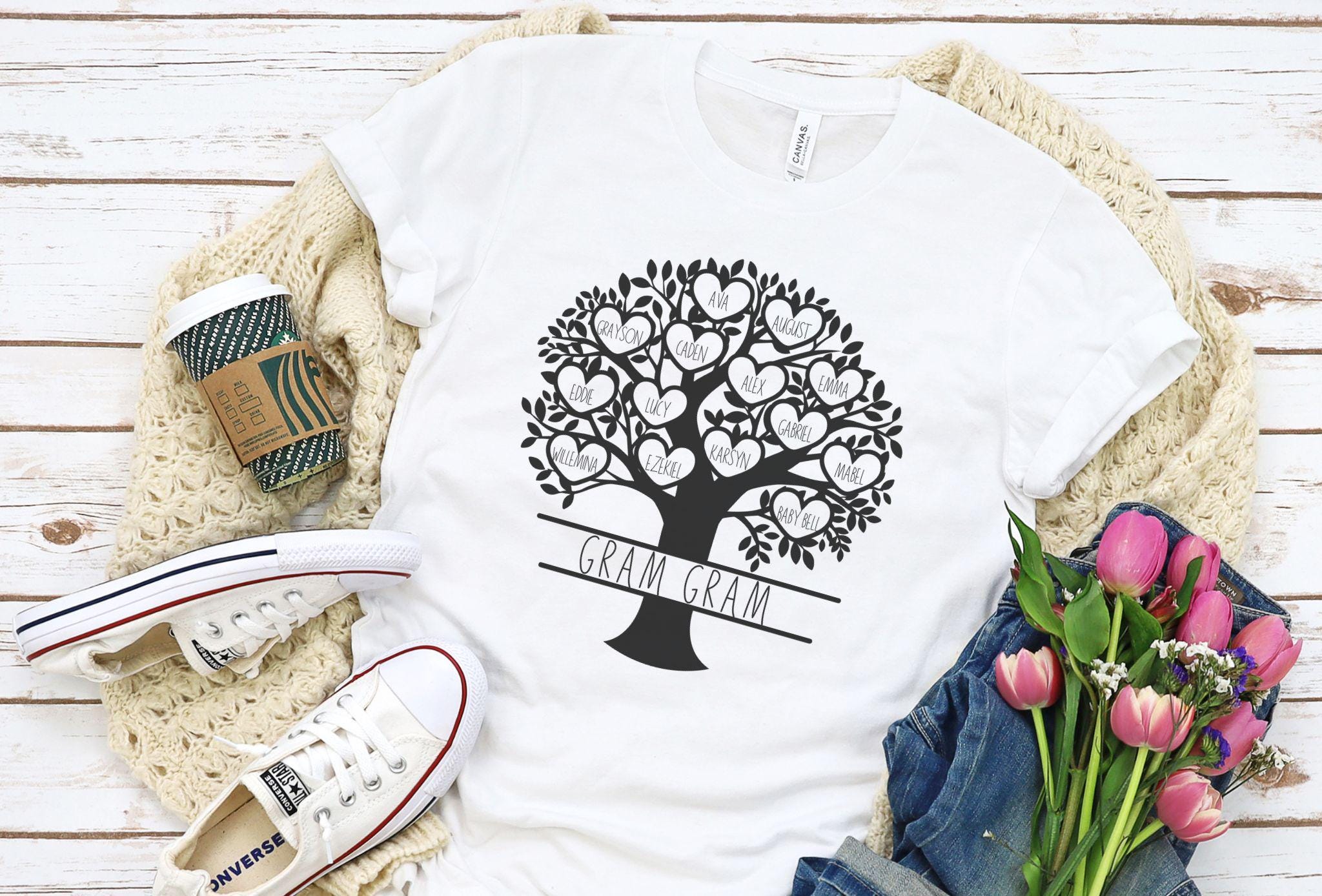 Personalized Family Tree Shirt Special Gift for Mom Grandma Custom ...