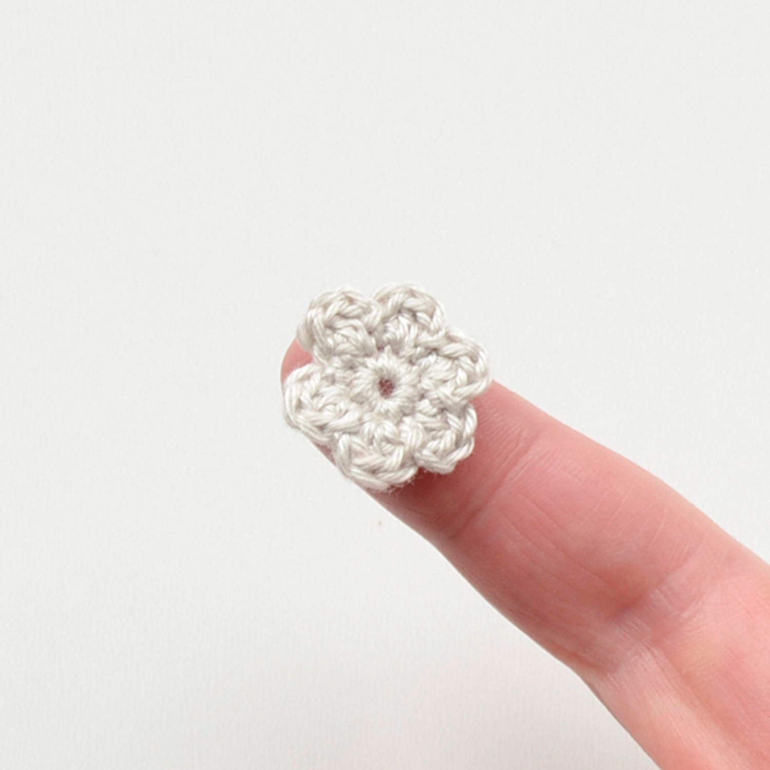 Mini Crochet Flowers Gray Tiny Applique Set Knit Small Crochet | Etsy