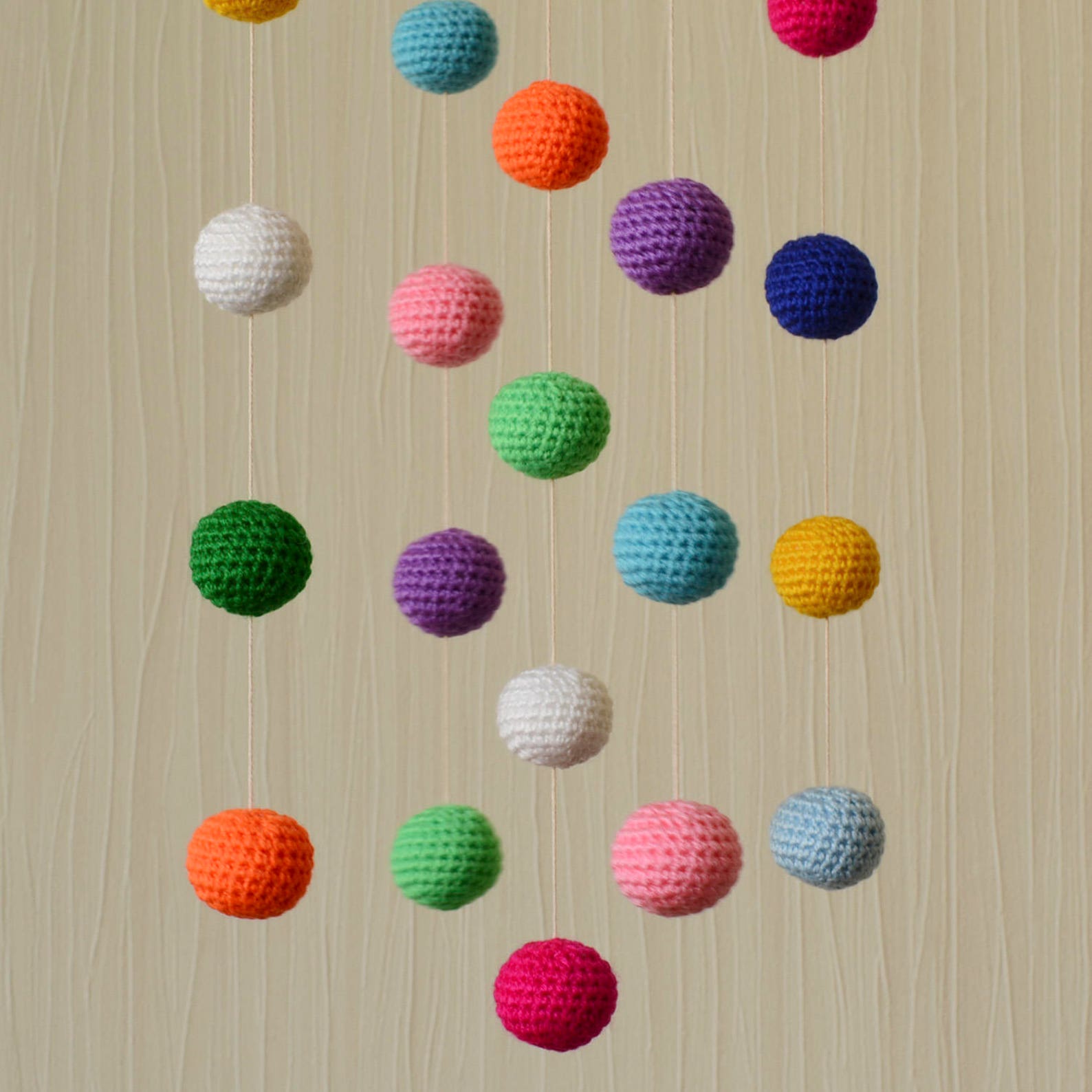 Ceiling Baby Mobile Balls Crochet Rainbow Nursery Hanging Crib - Etsy