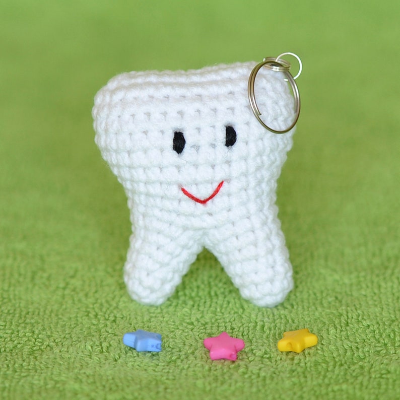 Tooth Keychain Soft Toy Amigurumi Keyring Kawaii Crochet Plush Knit ...