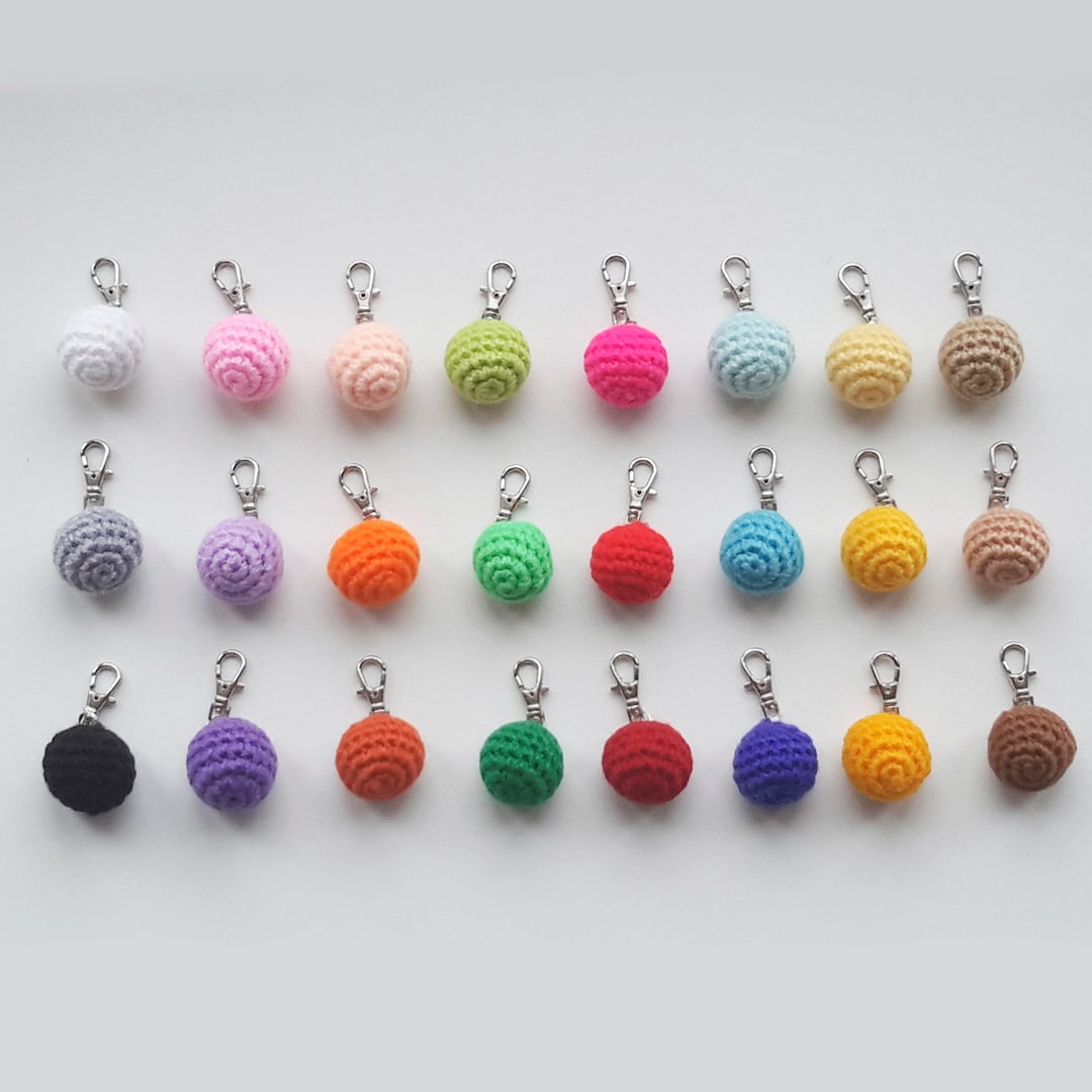 Crochet Ball Clasp Keyring Backpack Keychain Handbag Zipper Pull Charm ...