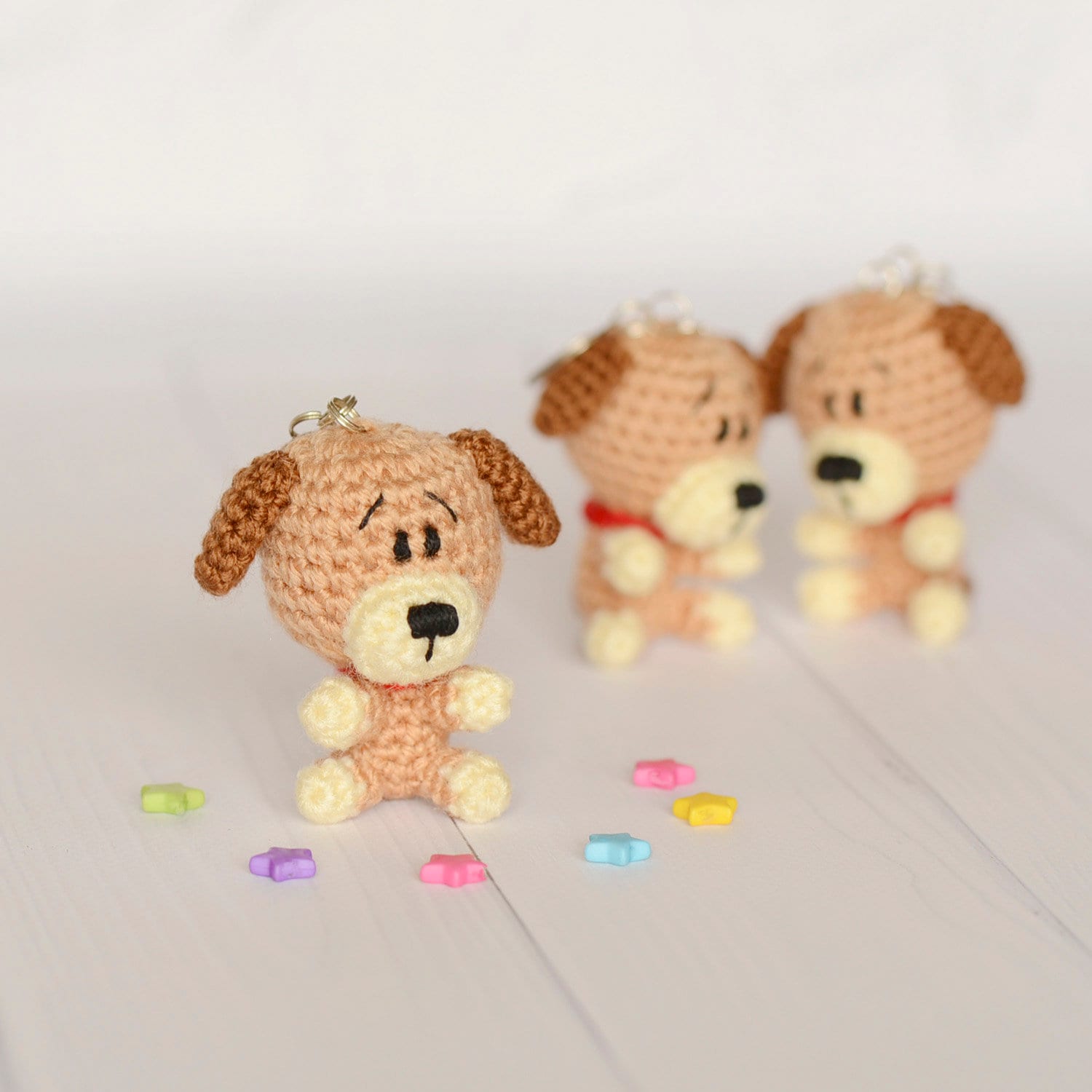 Plush dog keychain Crochet animal Puppy toy Amigurumi Little | Etsy