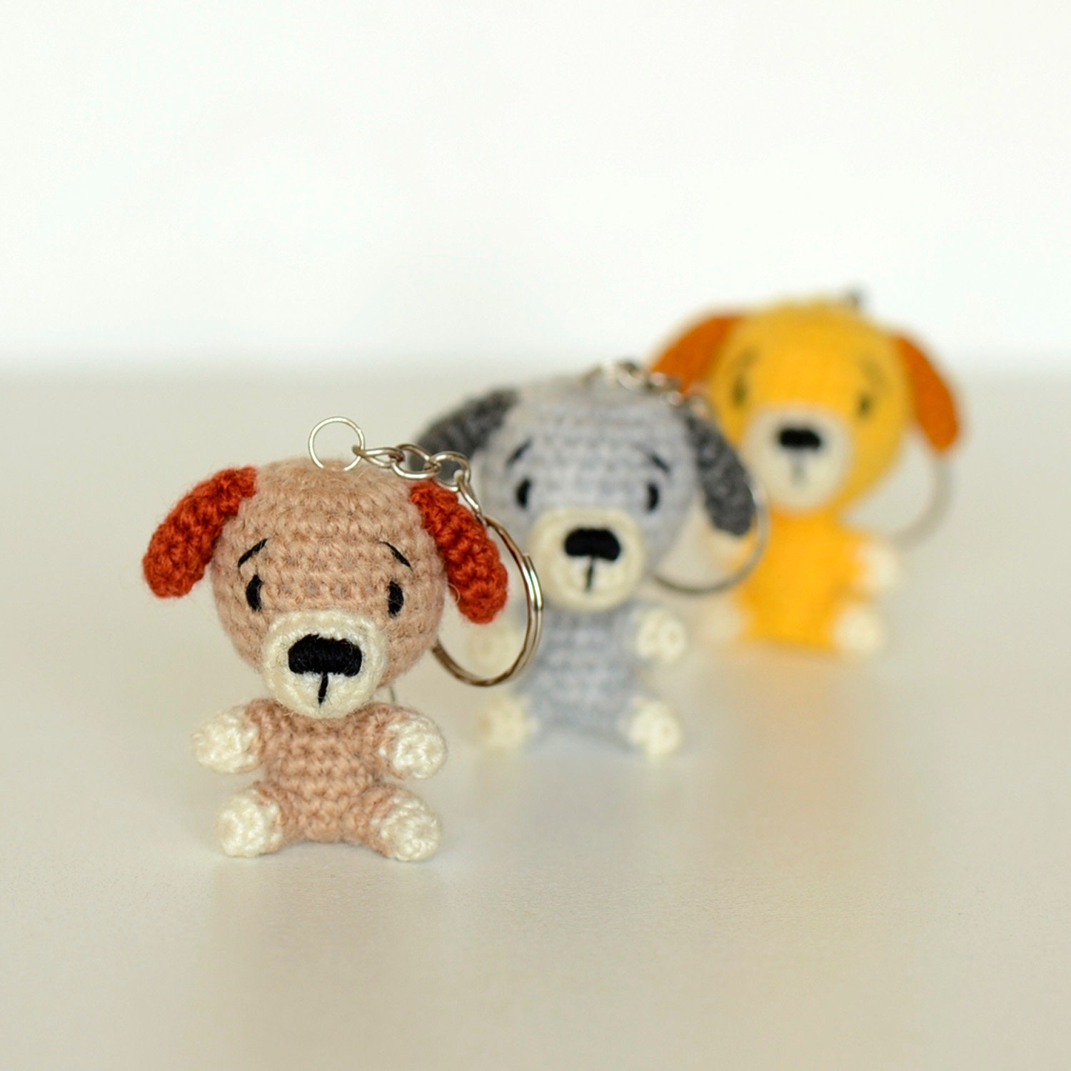 Little crochet puppy Amigurumi dog keychain Mini toy keyring | Etsy