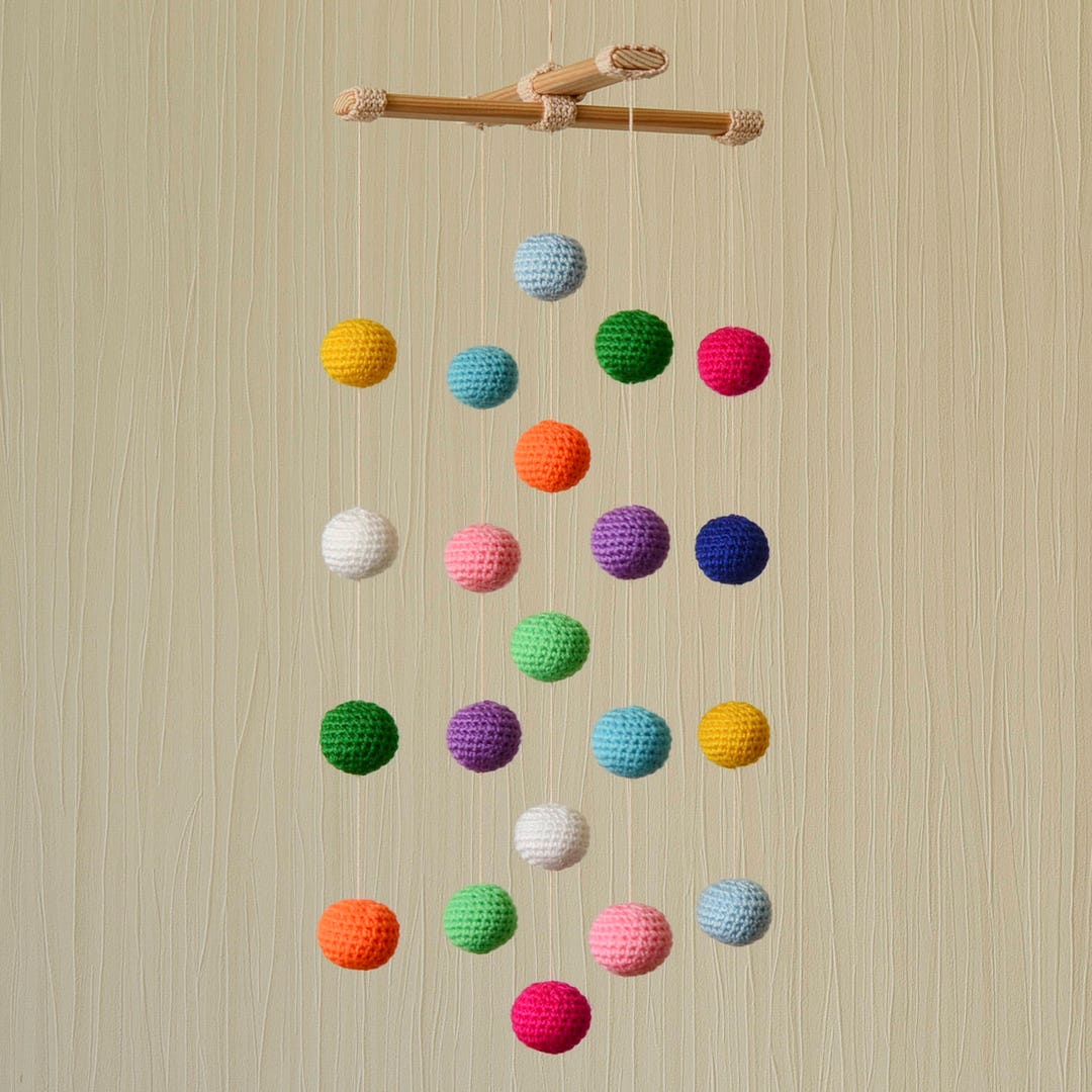 Ceiling Baby Mobile Balls Crochet Rainbow Nursery Hanging Crib Colorful ...