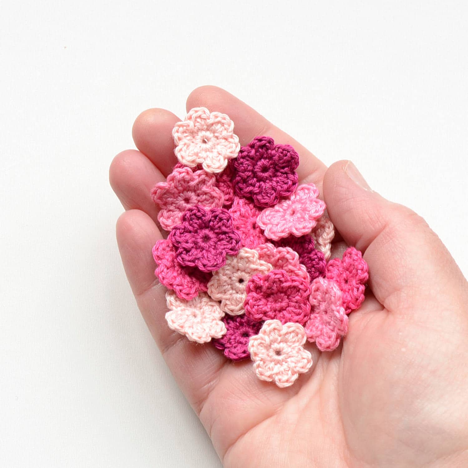 Mini Crochet Flowers Fuchsia Tiny Applique Set Knit Small | Etsy