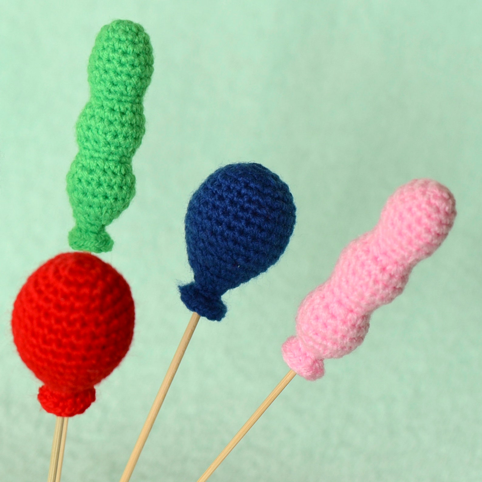 Crochet Balloon Picks: Handmade Acrylic Yarn Centerpiece - Etsy