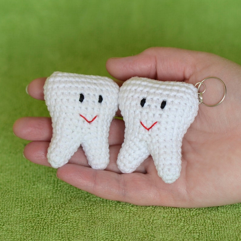Tooth Keychain Soft Toy Amigurumi Keyring Kawaii Crochet Plush Knit ...