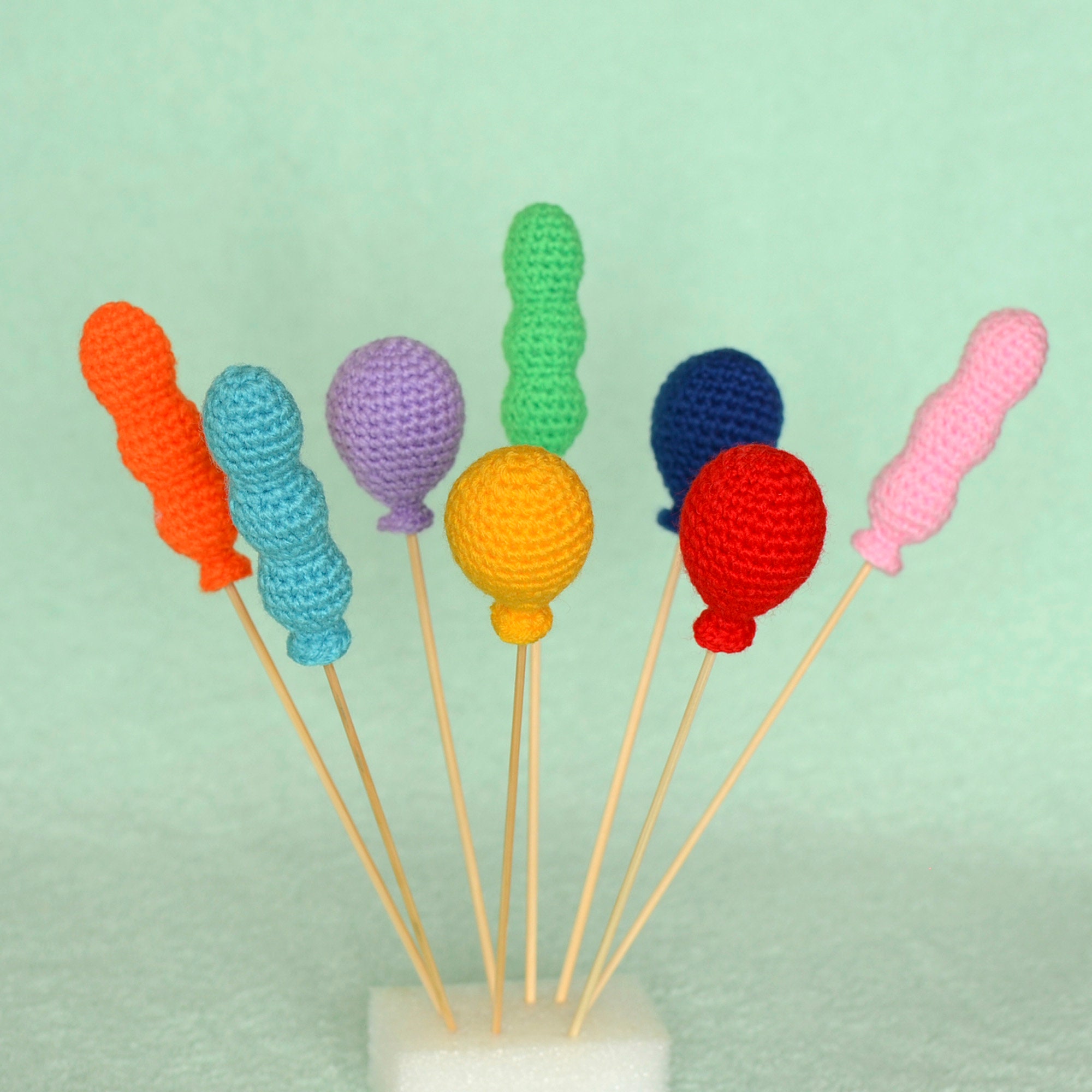 Crochet Balloon Picks: Handmade Acrylic Yarn Centerpiece - Etsy