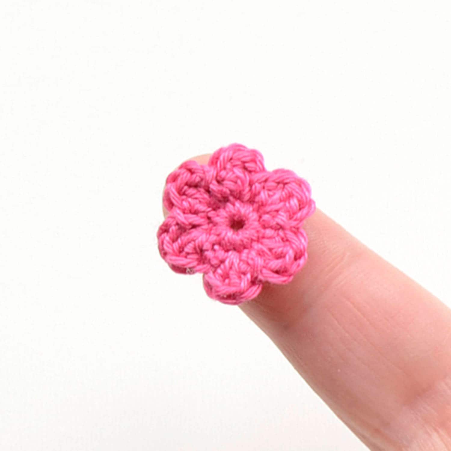 Mini Crochet Flowers Fuchsia Tiny Applique Set Knit Small | Etsy