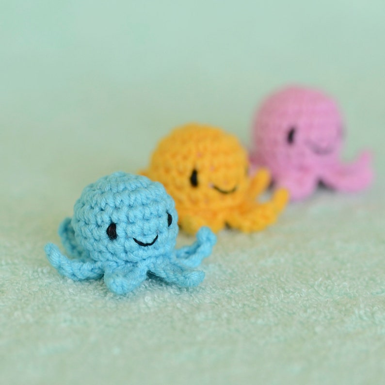 Small Octopus Mini Crochet Sea Creature Tiny Amigurumi Ocean Toy Kawaii ...