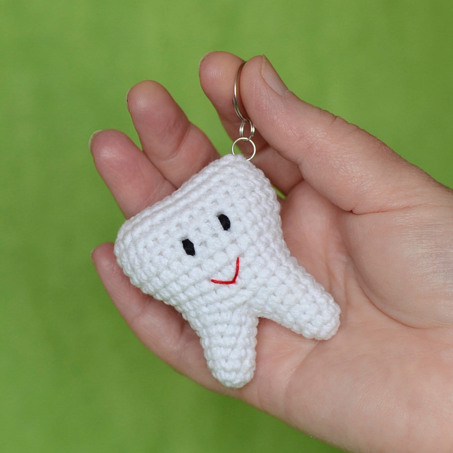 Tooth Keychain Soft Toy Amigurumi Keyring Kawaii Crochet Plush Knit ...