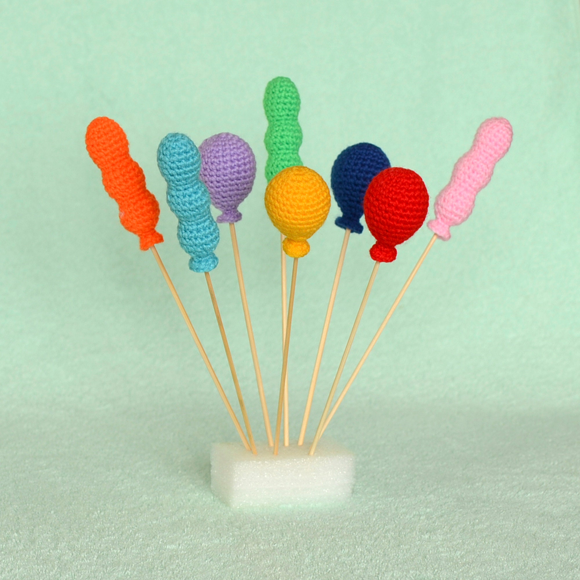 Crochet Balloon Picks: Handmade Acrylic Yarn Centerpiece - Etsy