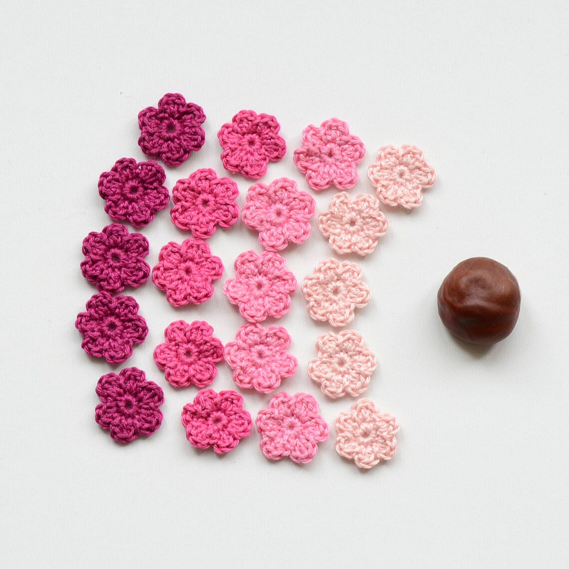 Mini Crochet Flowers Fuchsia Tiny Applique Set Knit Small Crochet ...