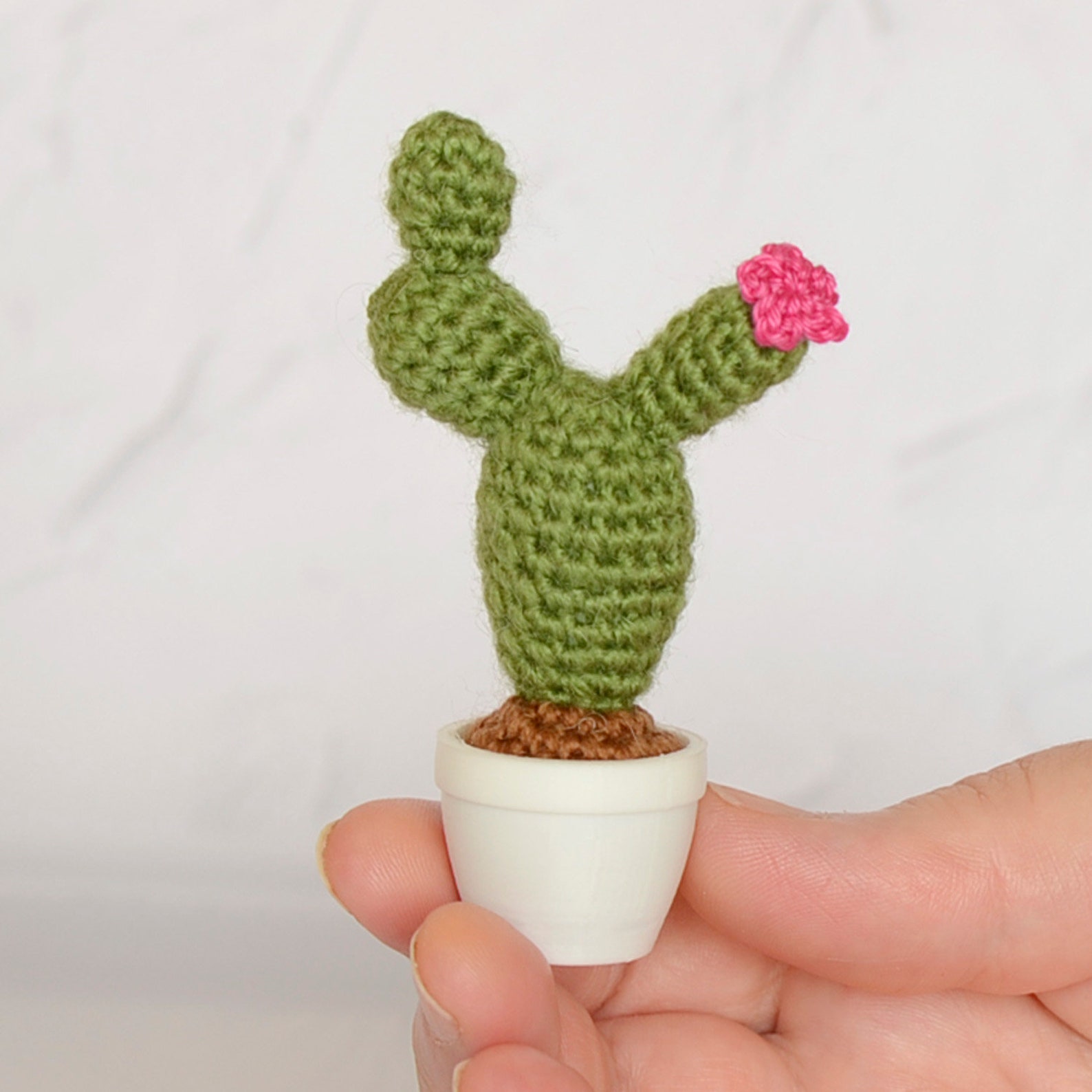 Crochet cactus Mini pot Knit plant dollhouse Amigurumi | Etsy