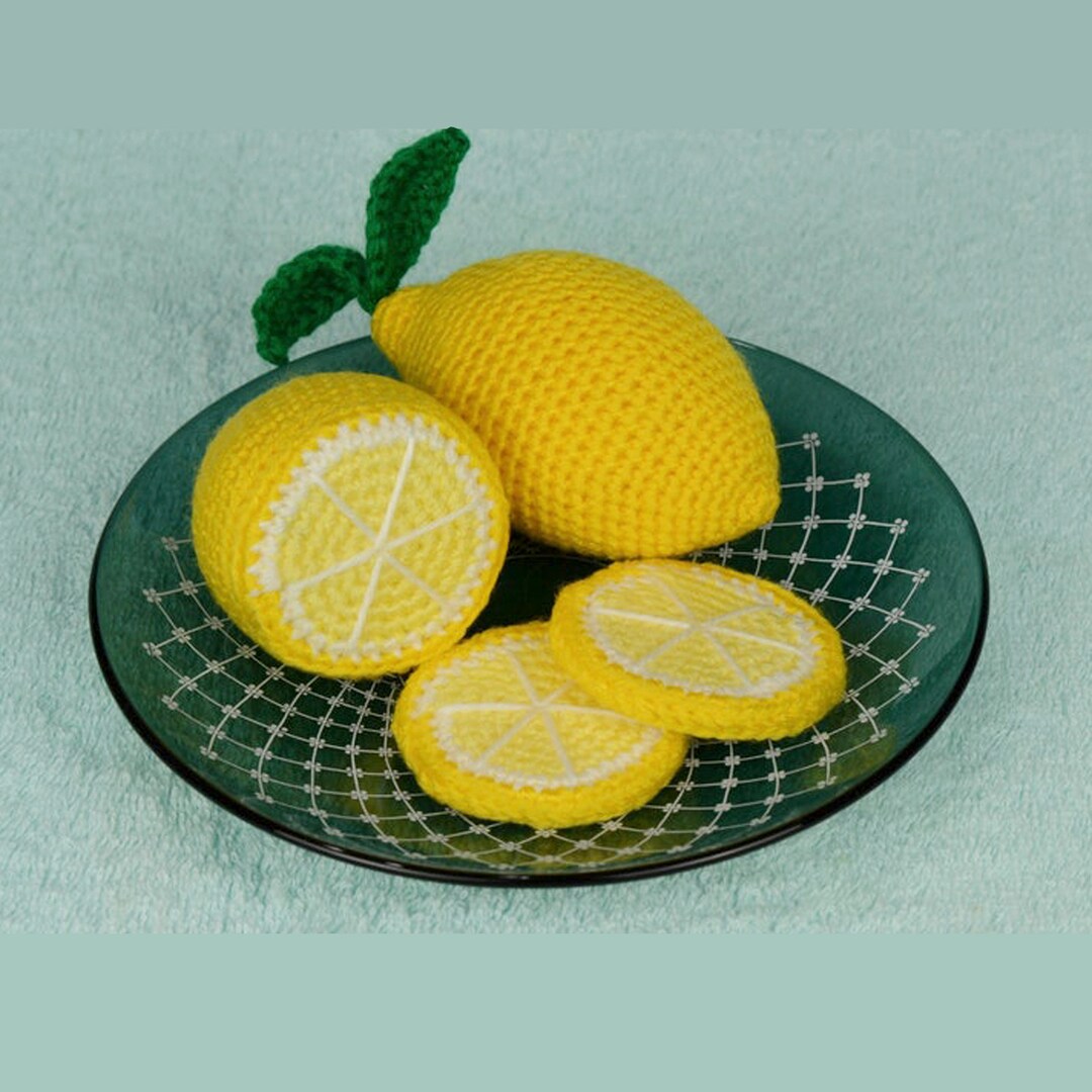 Lemon Toy Amigurumi Fruit Play Food Crochet Citrus Kitchen Decor Plush ...