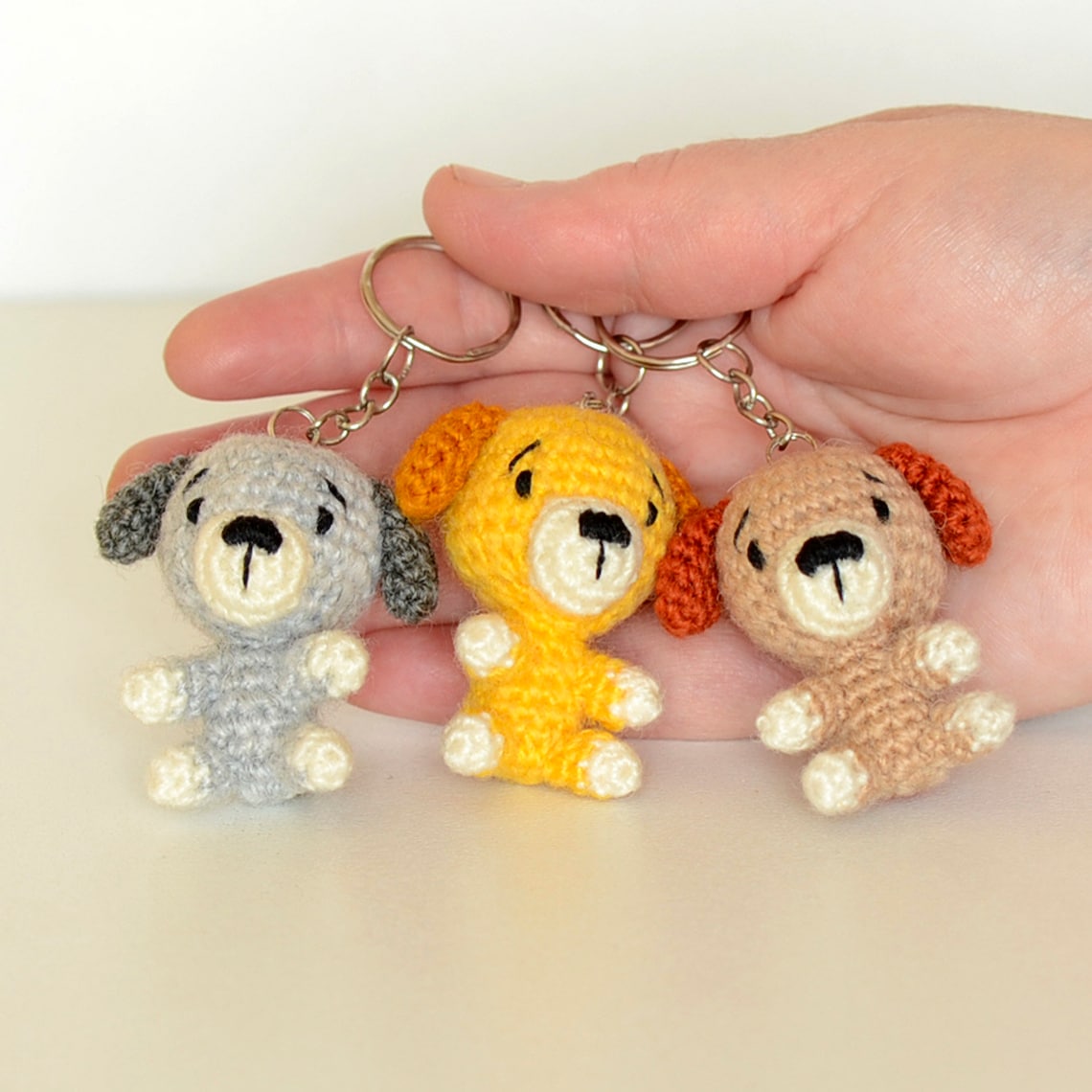 Little crochet puppy Amigurumi dog keychain Mini toy keyring | Etsy