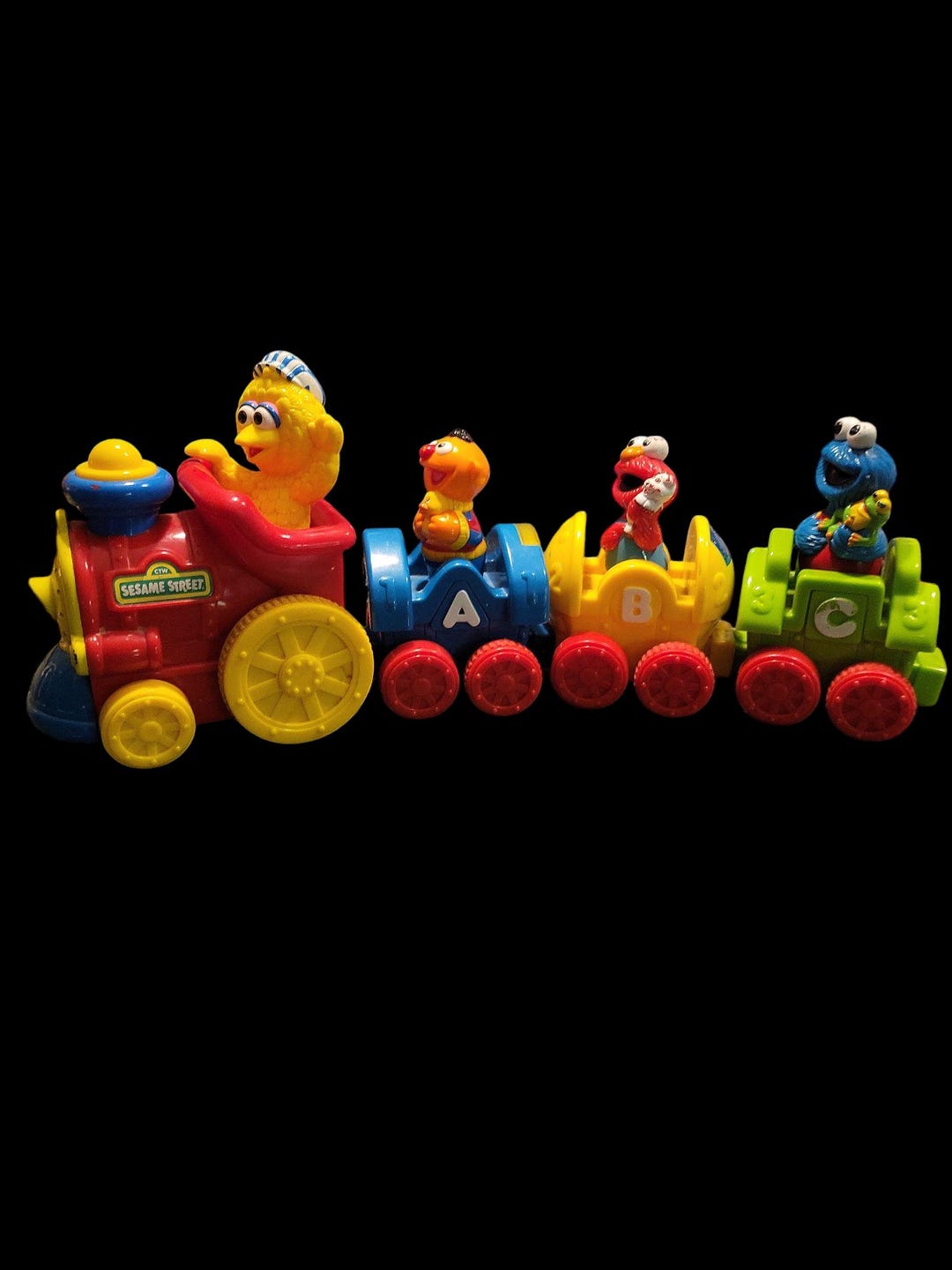 Vintage Sesame Street Big Bird Teach & Go TRAIN With Elmo ABC 123 ...