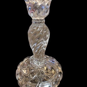 Set of Two Candlestick Swirled "colony" Pattern by Fostoria Glass- so ...