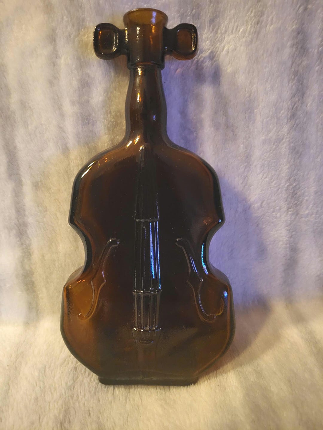 Vintage Violin Glass Bottle Vase Amber Color, 1950's Wonderful ...