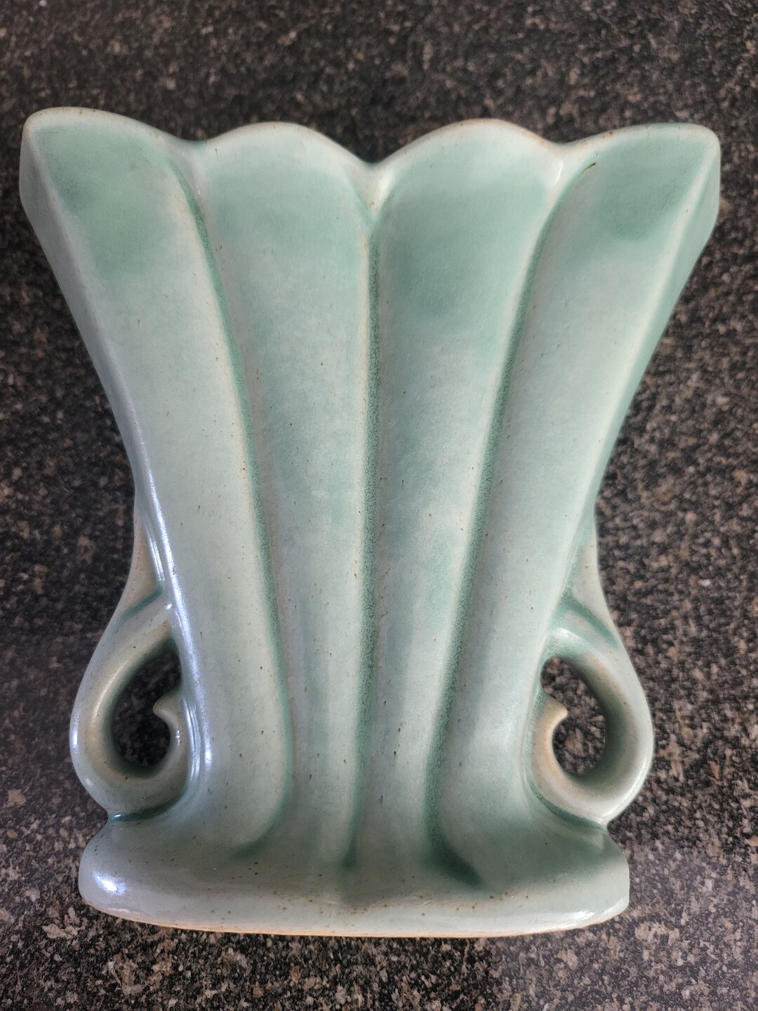 Vintage Camark Fan Vase - Ceramic Pottery in Pastel Green - Etsy