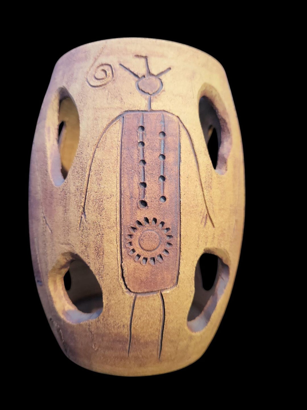 Handmade Ceramic Pottery Piece, Tribal Pattern With Geometric Holes 6 ...