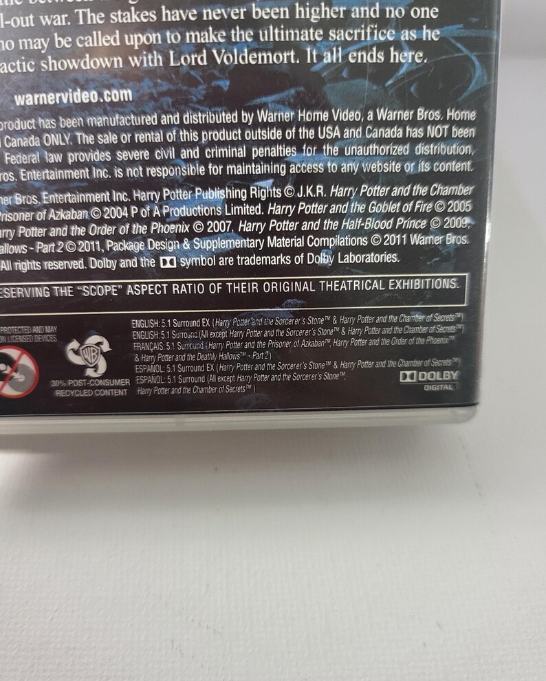 Harry Potter: the Complete 8-film Collection DVD Box Set - All Years 1 ...