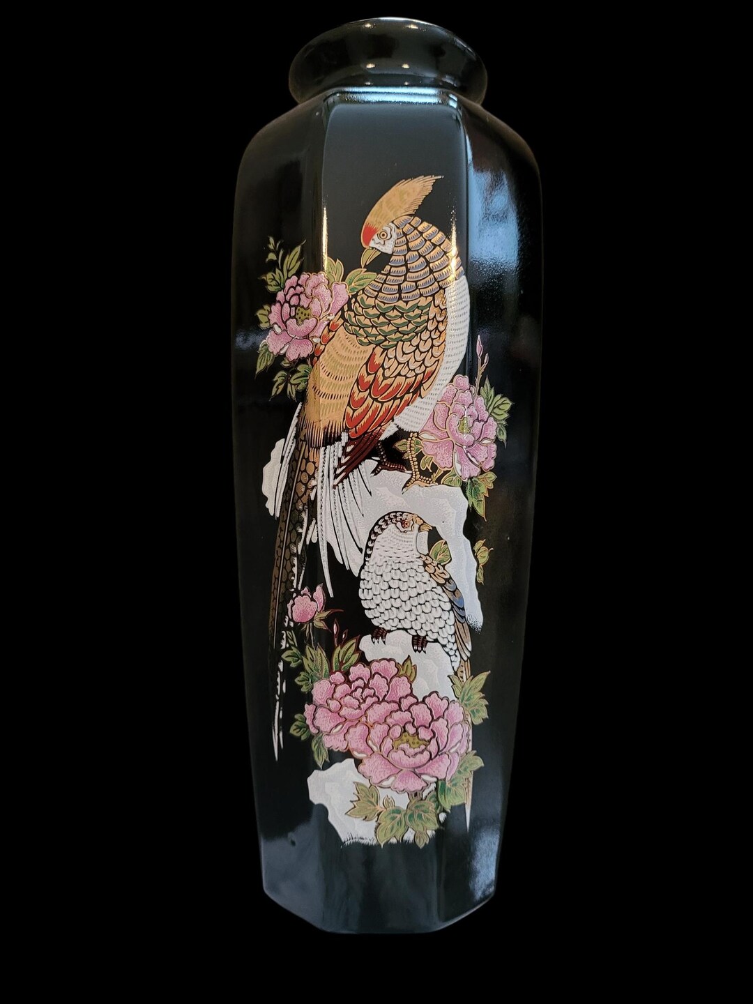 Vintage Japanese Vase, Peacock Gold Birds 10 3/4" High. Quite Beautiful! - Etsy