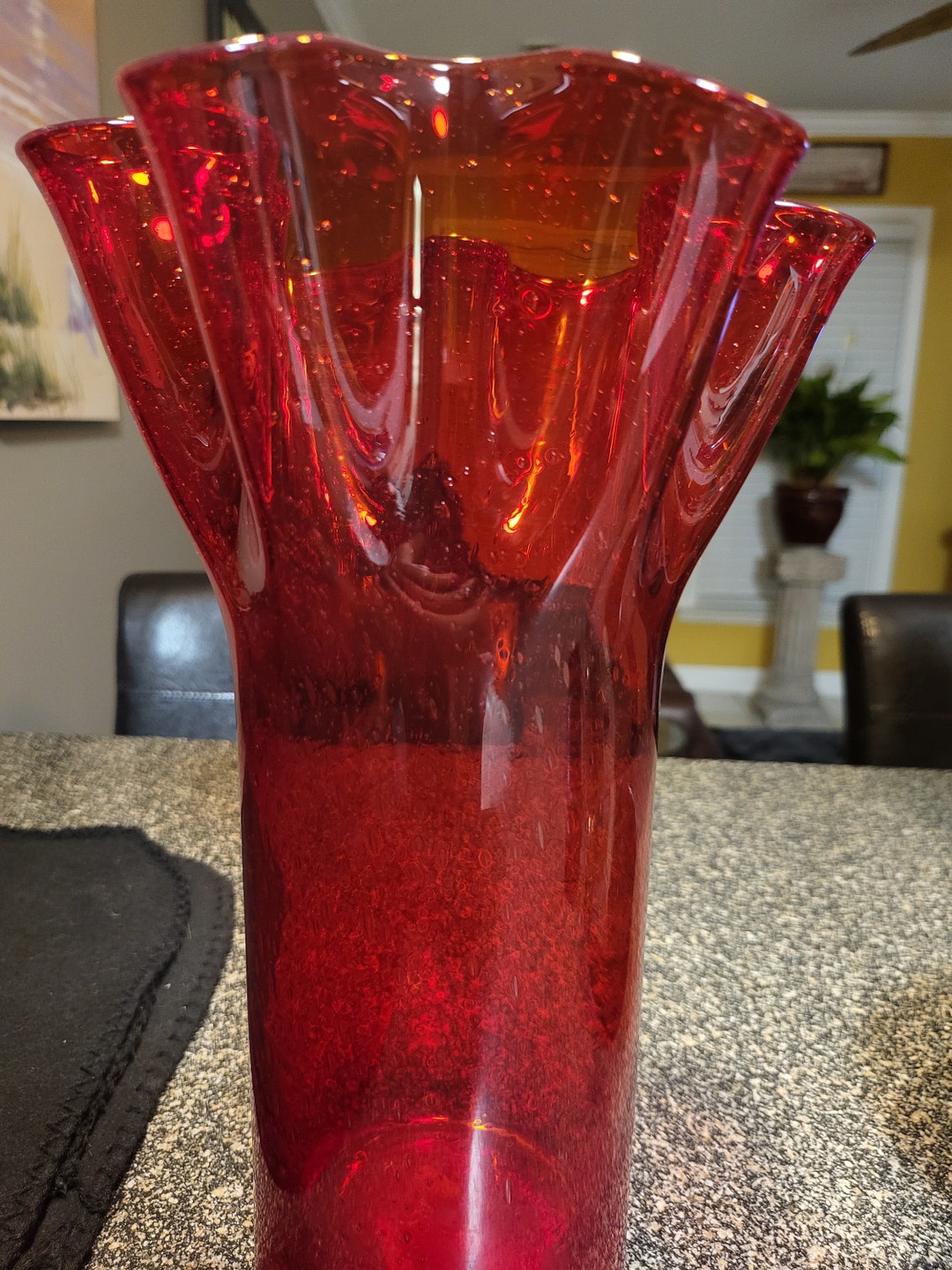 Amazing Ruby Red Bubble Glass Handerchief Vase - Etsy