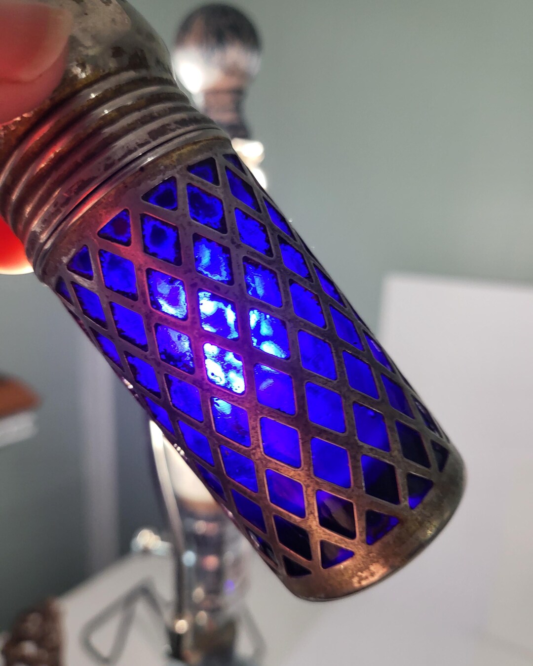 Vintage Bramhall Sheffield Cobalt Blue Glass Sugar Shaker Silver Plated ...