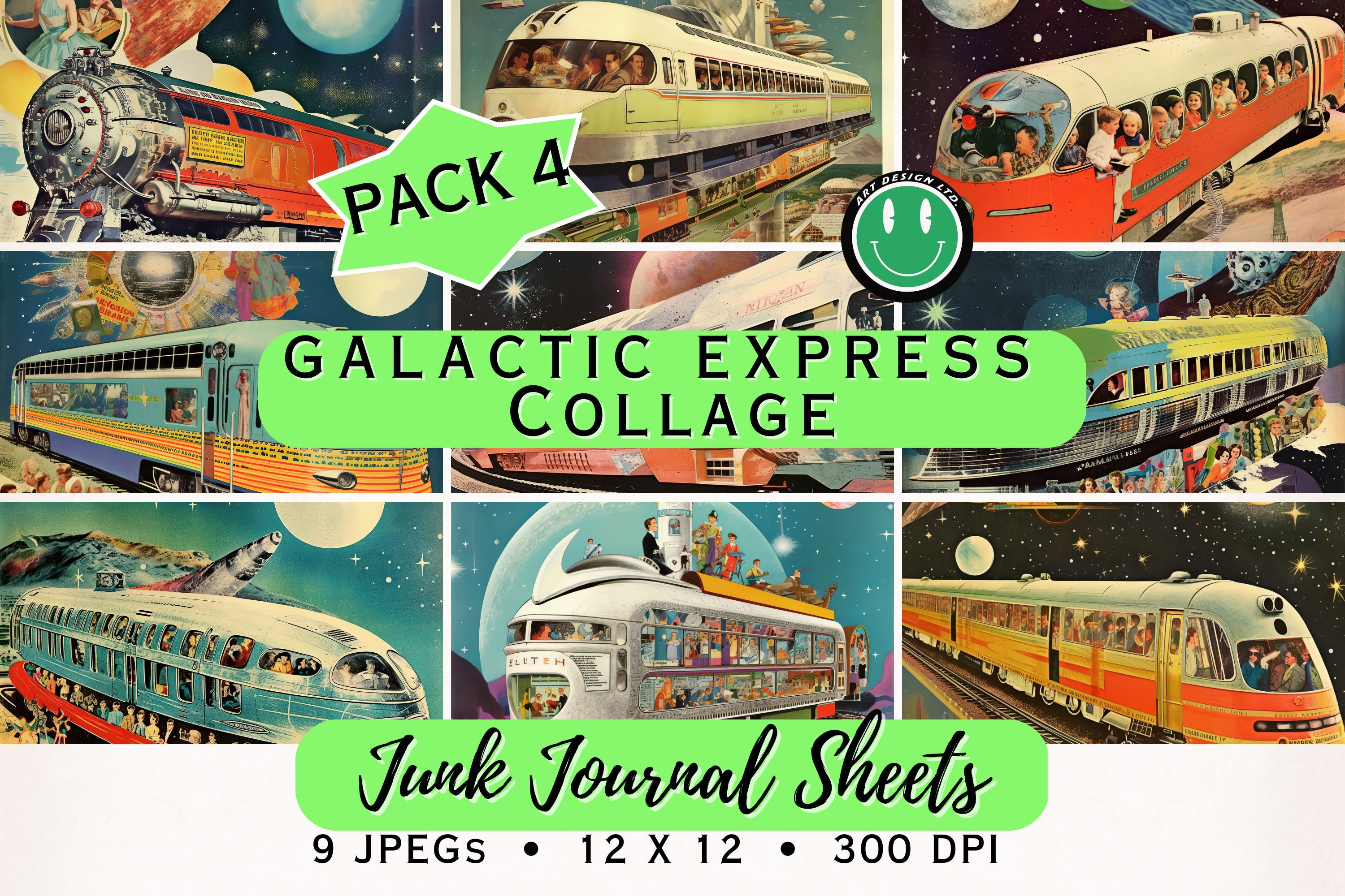 Galactic Express Train Printable Paper, Instant Download for Crafting ...