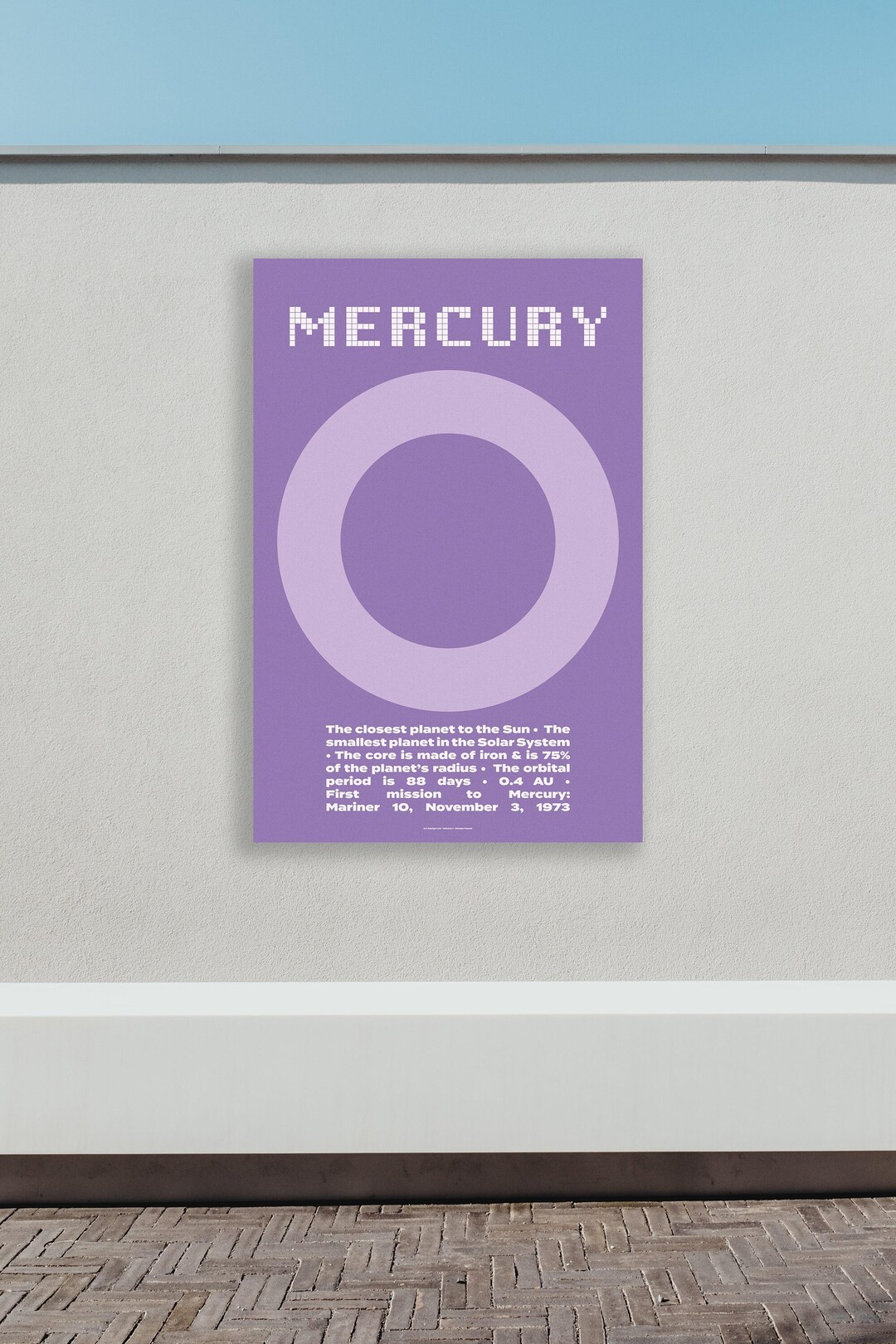 Simple Mercury Art Print, Graphic Minimalism Wall Art, Solar System ...