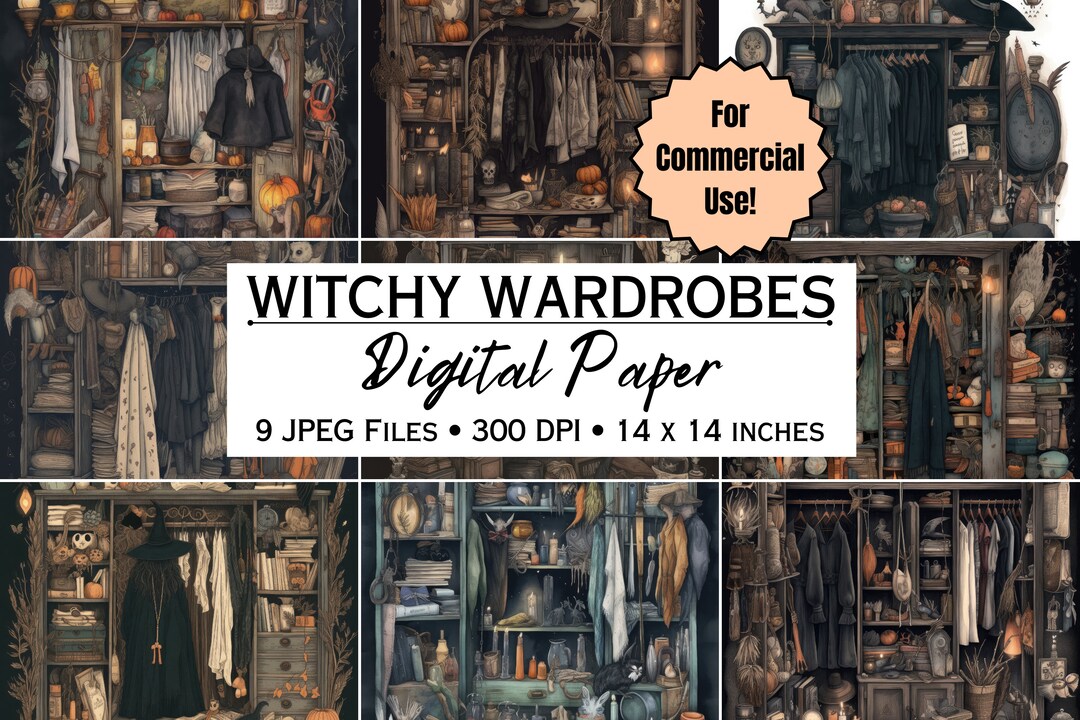 Witchy Wardrobes Set of 9 JPEG Files Digital Paper 14 X 14 - Etsy