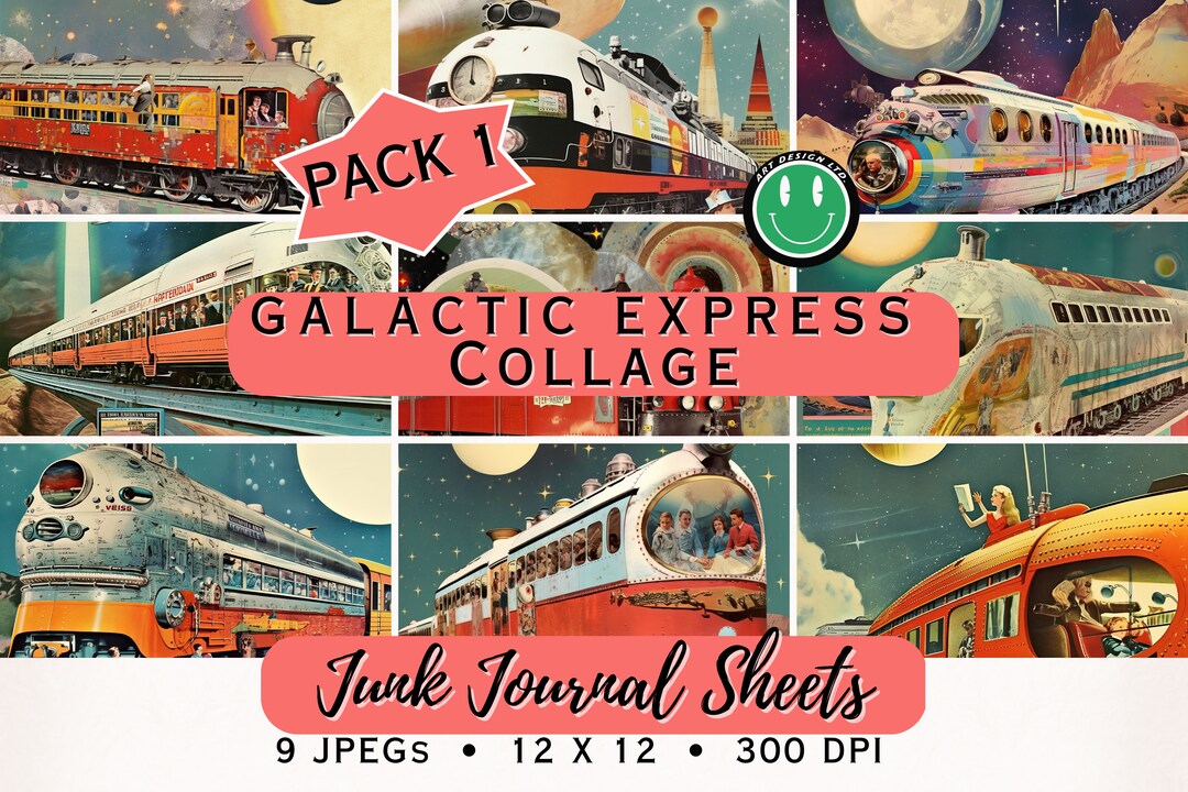 Galactic Express Train Digital Paper Set, Instant Download, Crafting ...