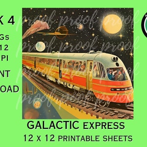 Galactic Express Train Printable Paper, Instant Download for Crafting ...