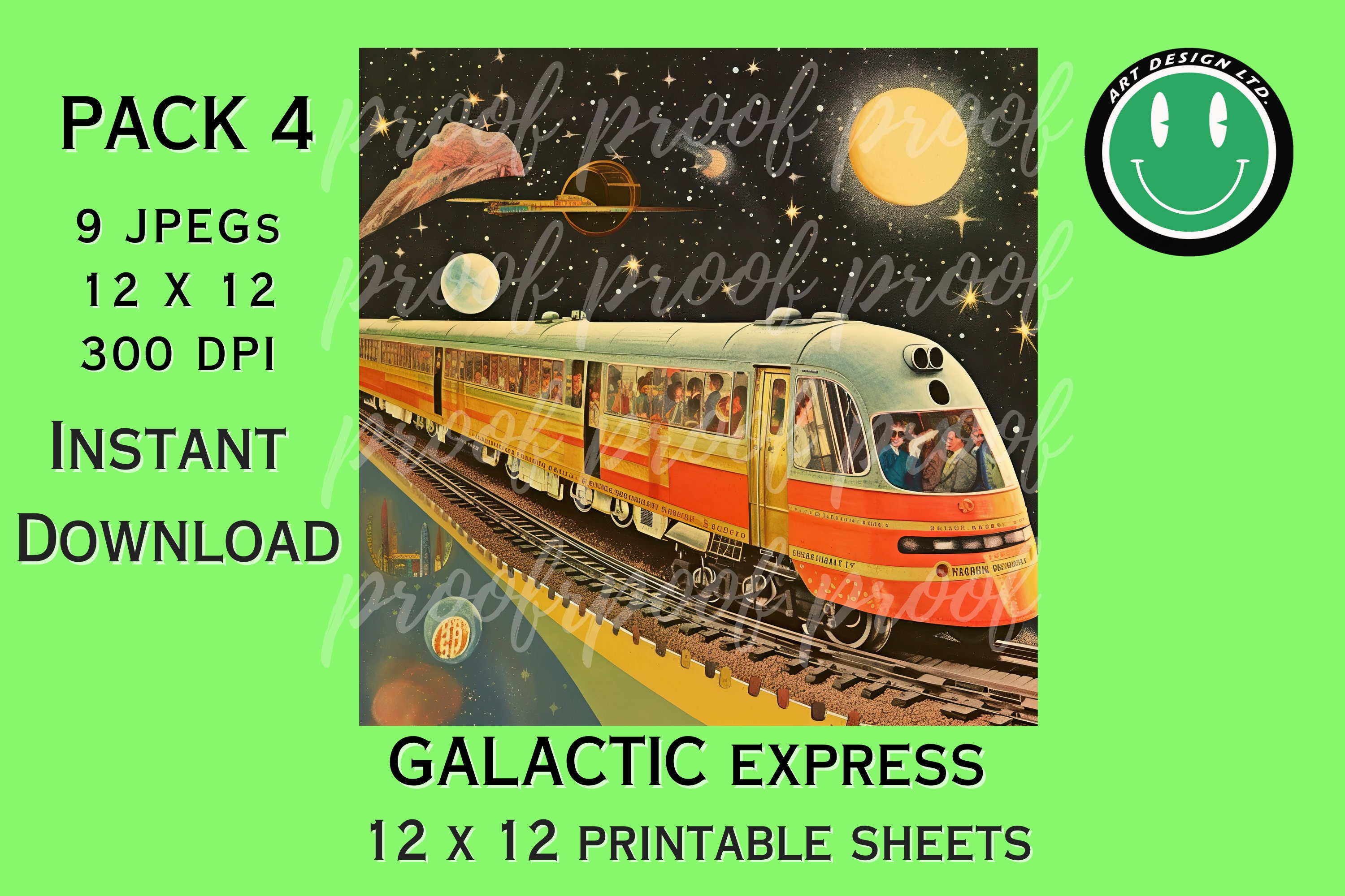 Galactic Express Train Printable Paper, Instant Download for Crafting ...
