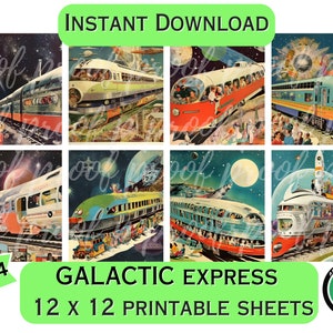 Galactic Express Train Printable Paper, Instant Download for Crafting ...