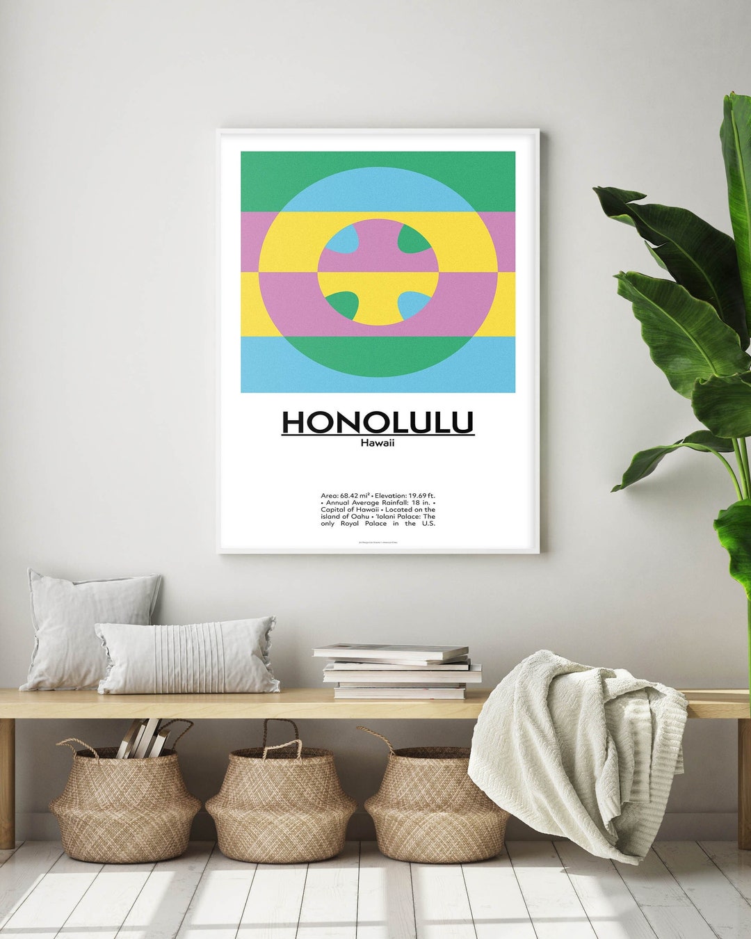 Honolulu Hawaii Travel Poster, High Quality Art Print, Abstract Graphic ...
