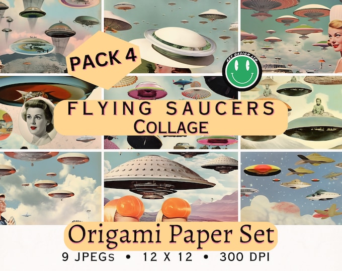 Flying Saucers Printable Paper, Instant Download for Crafting, Junk ...