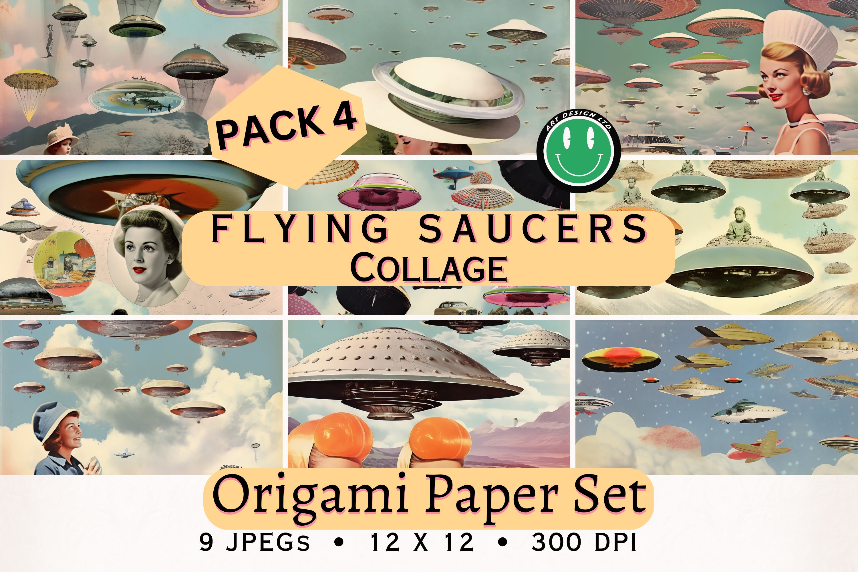 Flying Saucers Printable Paper Instant Download for Crafting - Etsy