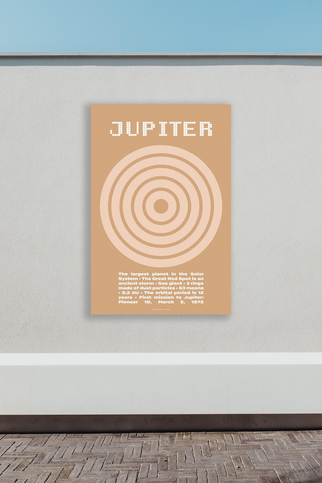 Simple Jupiter Art Print, Graphic Minimalism Wall Art, Solar System ...