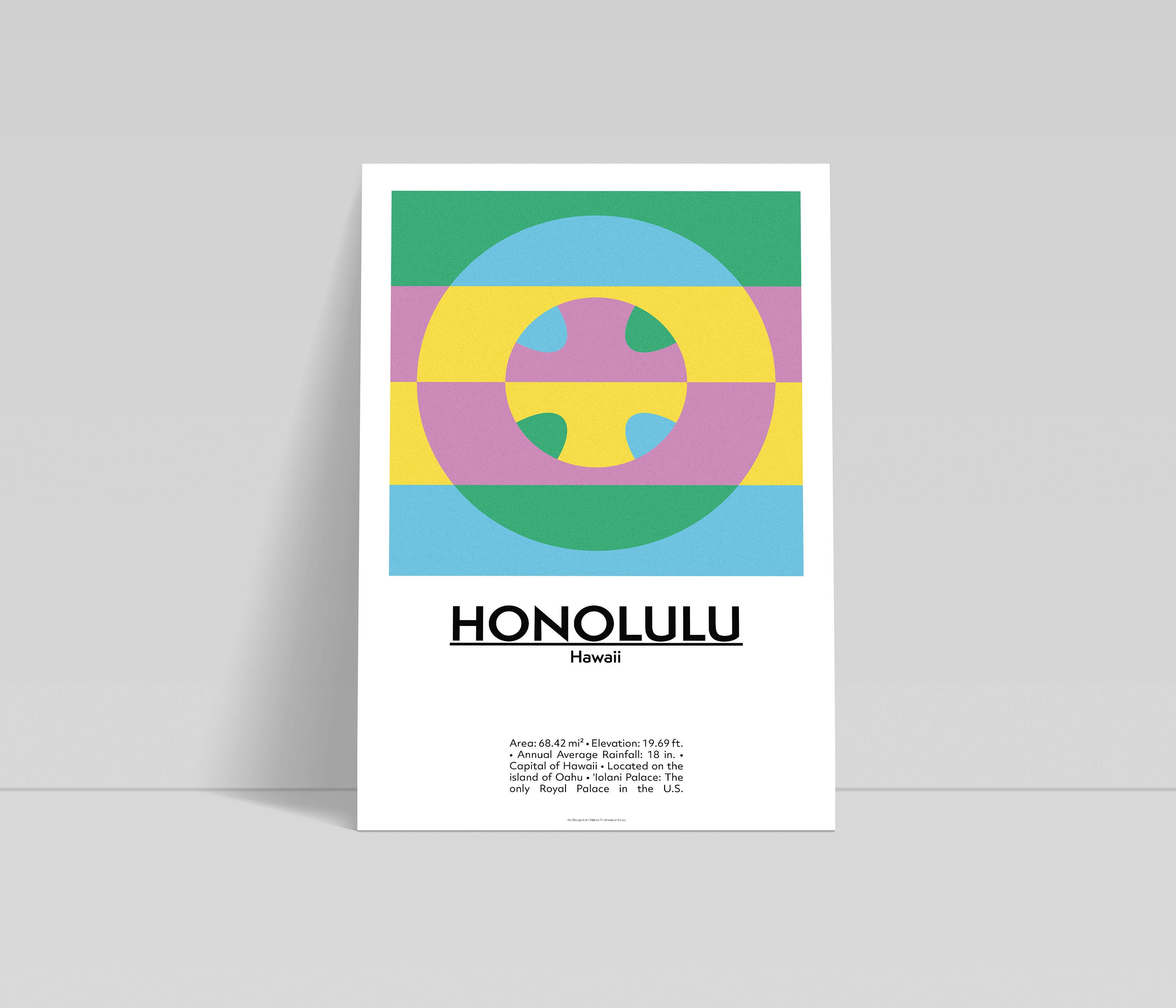 Honolulu Hawaii Travel Poster, High Quality Art Print, Abstract Graphic ...
