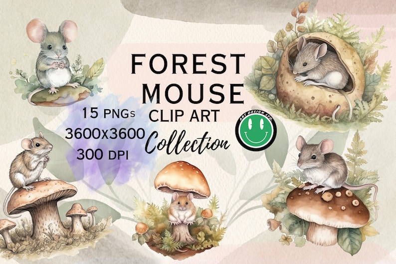 Charming Forest Mouse Clip Art, 15 High Quality PNG Images for ...