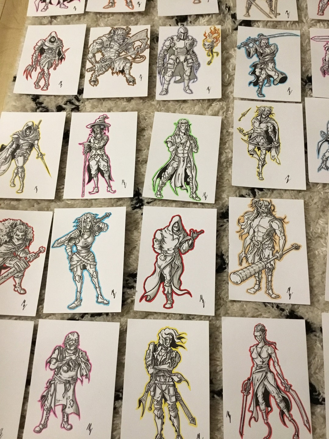 FIVE Hand Drawn Mystery Character Cards. - Etsy